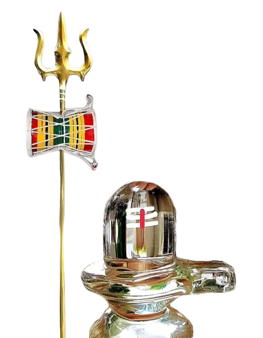 Glass Shivling Png Image With Trishul